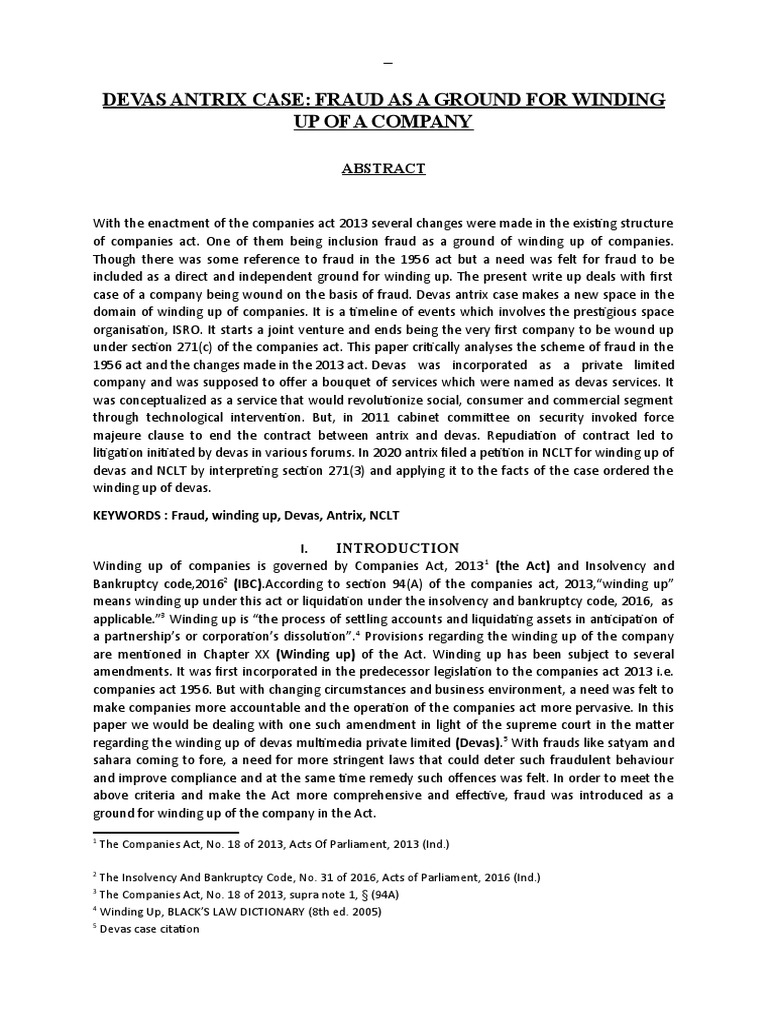 devas antrix case | PDF | Liquidation | Fraud