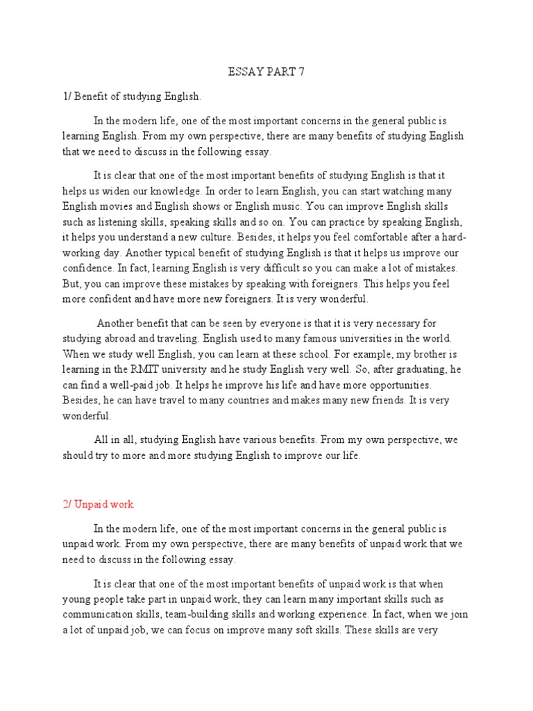 Benefits of studying English and unpaid work | PDF | Cognition | Behavioural Sciences
