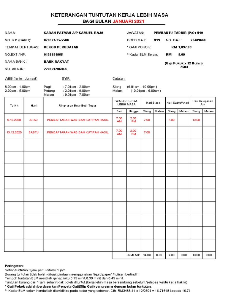 Contoh Ot 2021 | PDF