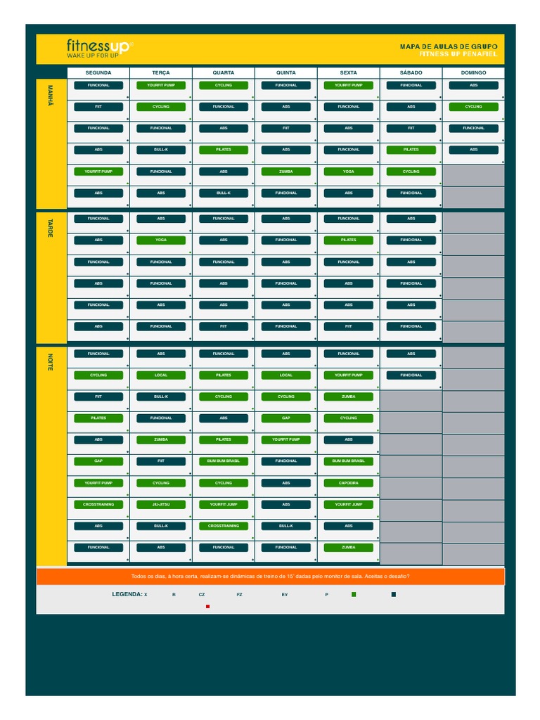 Fitness UP - Mapa de Aulas sETEMBRO | PDF | Physical Fitness | Physical Exercise