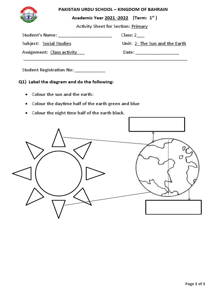 The Sun and The Earth Class Activity | PDF | Teaching Methods ...