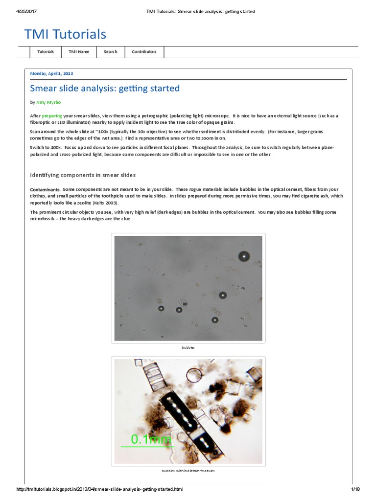 TMI Tutorials - Smear Slide Analysis - Getting Started | PDF | Minerals | Calcite