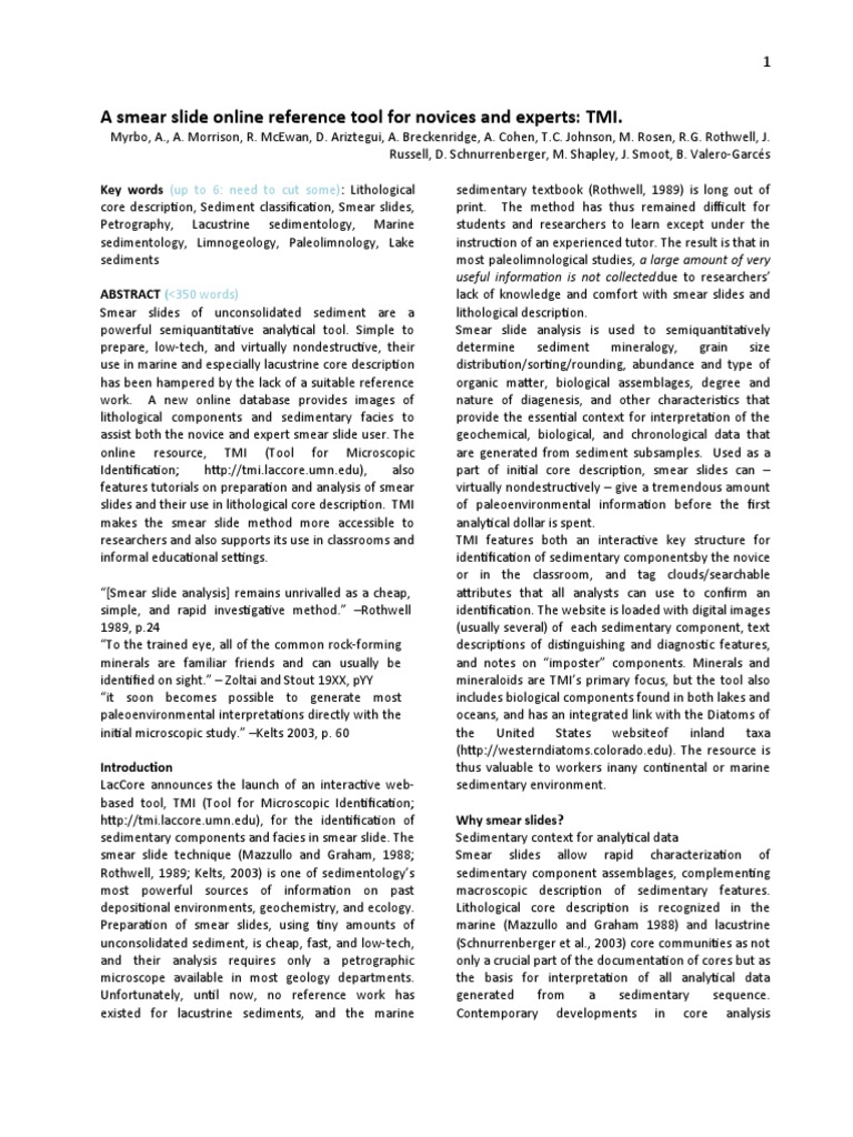 A Smear Slide Online Reference Tool For Novices and Experts TMI. | PDF ...