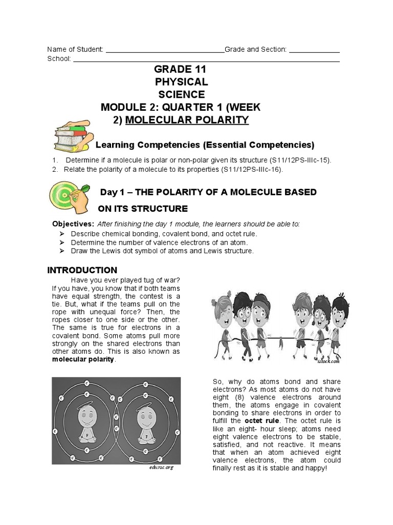 1Q - Week 2 Physical Science | PDF | Chemical Polarity | Chemical Bond