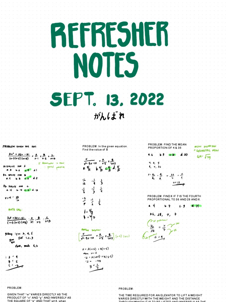 REFRESHER NOTES MATH Day 1 | PDF | Sphere | Triangle