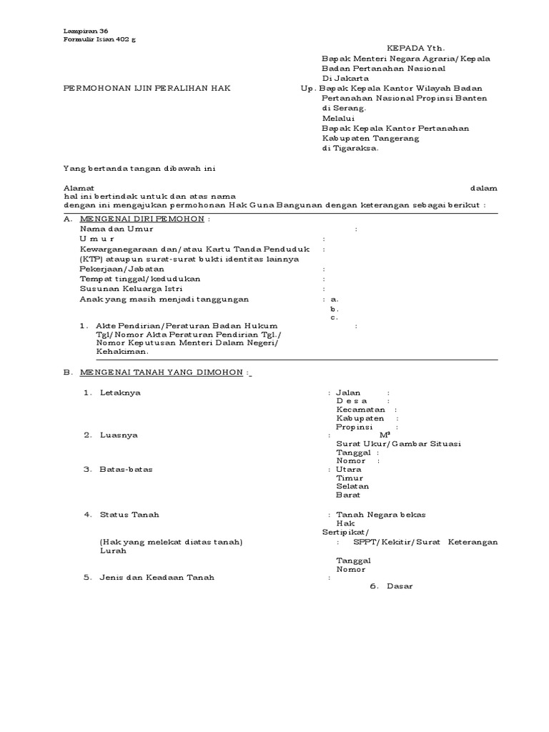 Formulir Permohonan IPH | PDF
