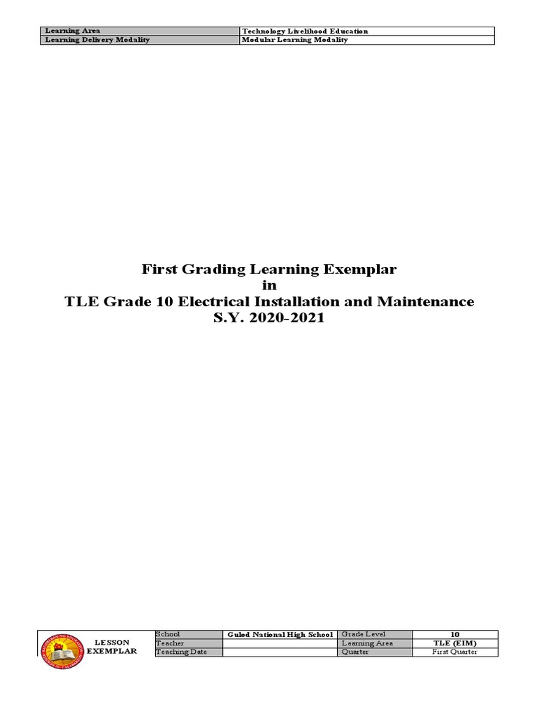 EIM 10 Lesson Exemplar 1st Quarter S.Y. 2020 2021 | PDF | Electrical ...