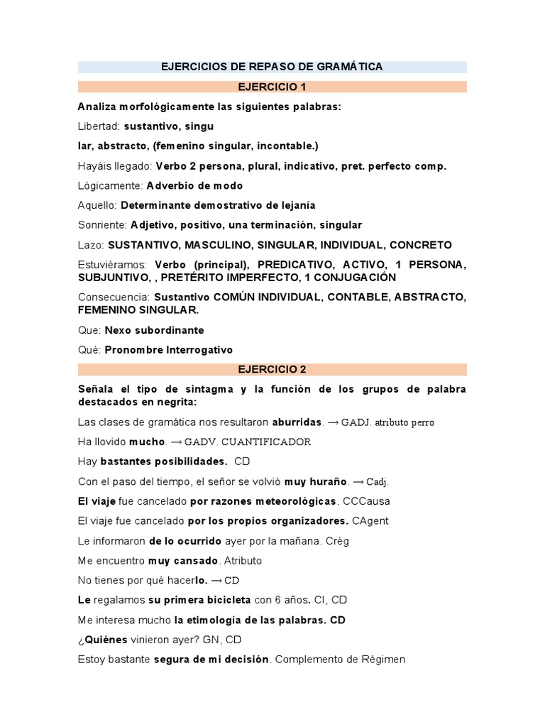 Iker Flores Medina - Ejercicios Repaso 1. 3º Eval. | PDF | Verbo | Sustantivo