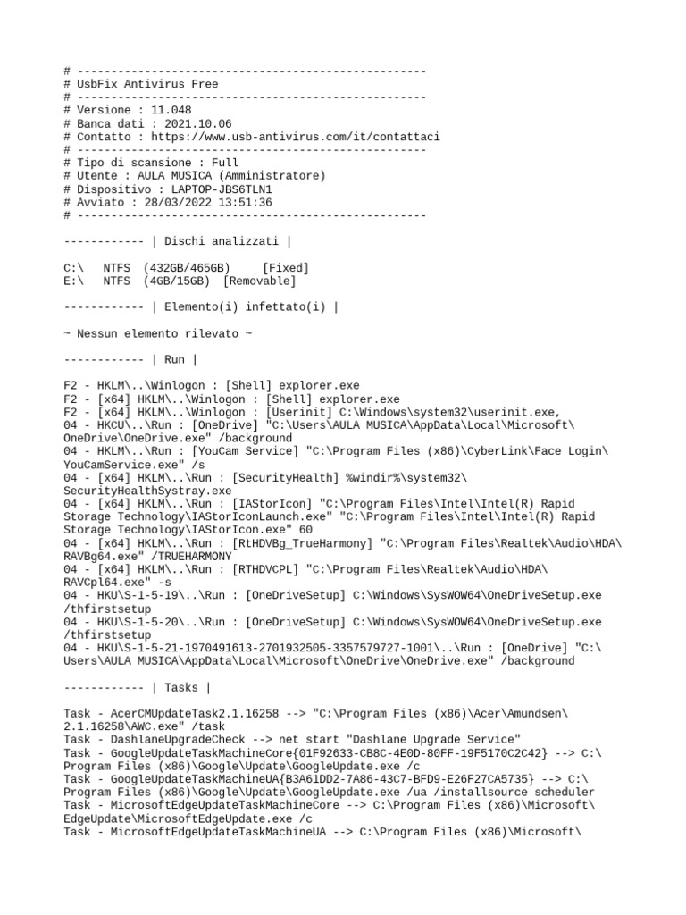 UsbFix Report | Download Free PDF | Windows Registry | Microsoft Windows