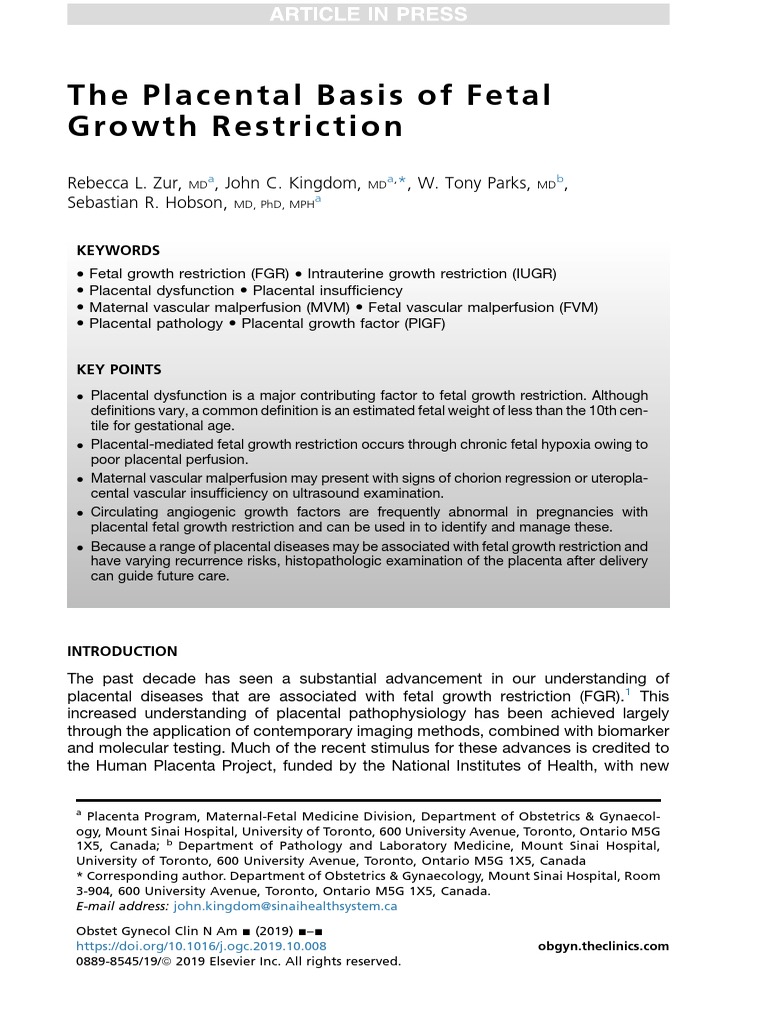 The Placental Basis of Fetal | PDF | Placenta | Fetus