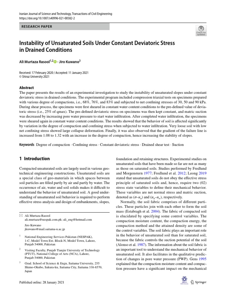 Instability of Unsaturated Soils Under Constant Deviatoric Stress in ...