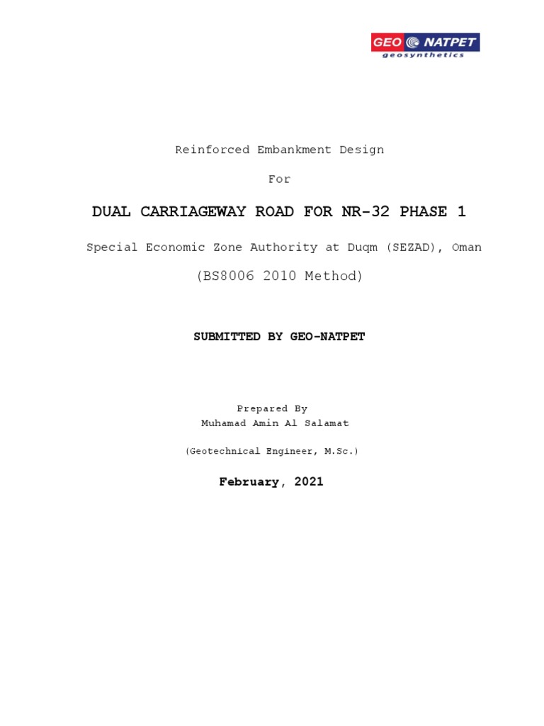 NR-32 Phase 1 Embankment Design Report | PDF | Applied And ...