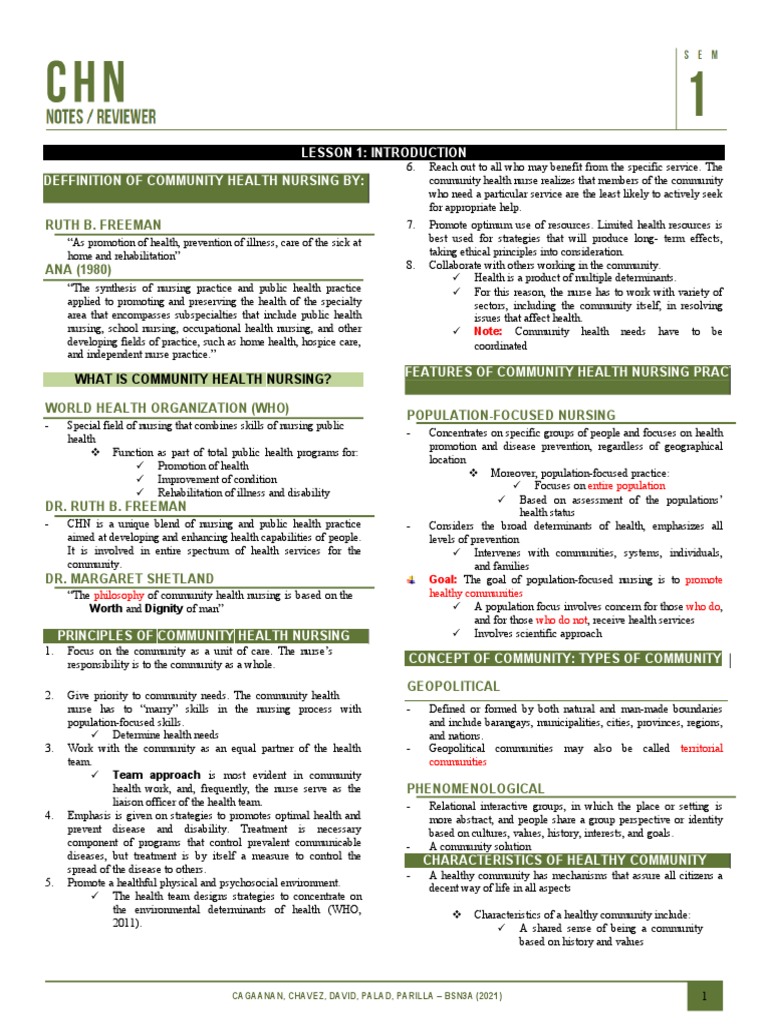 CHN II Prelim Coverage Compilation 1 | Download Free PDF | Nursing | Community