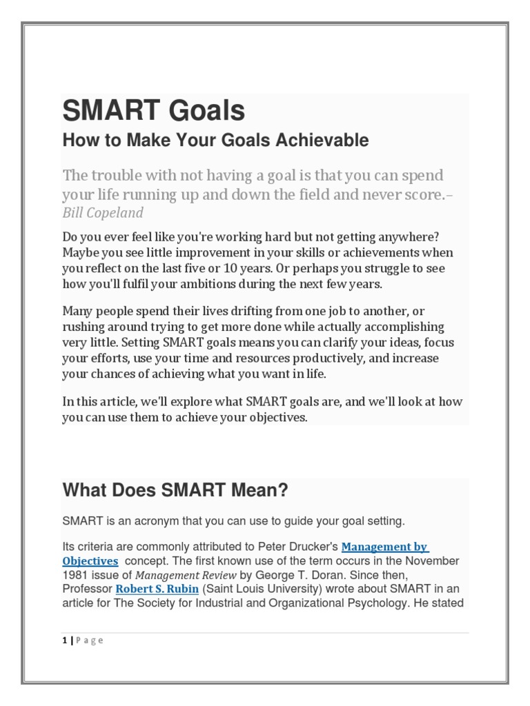 Smart Goals | PDF | Goal | Goal Setting