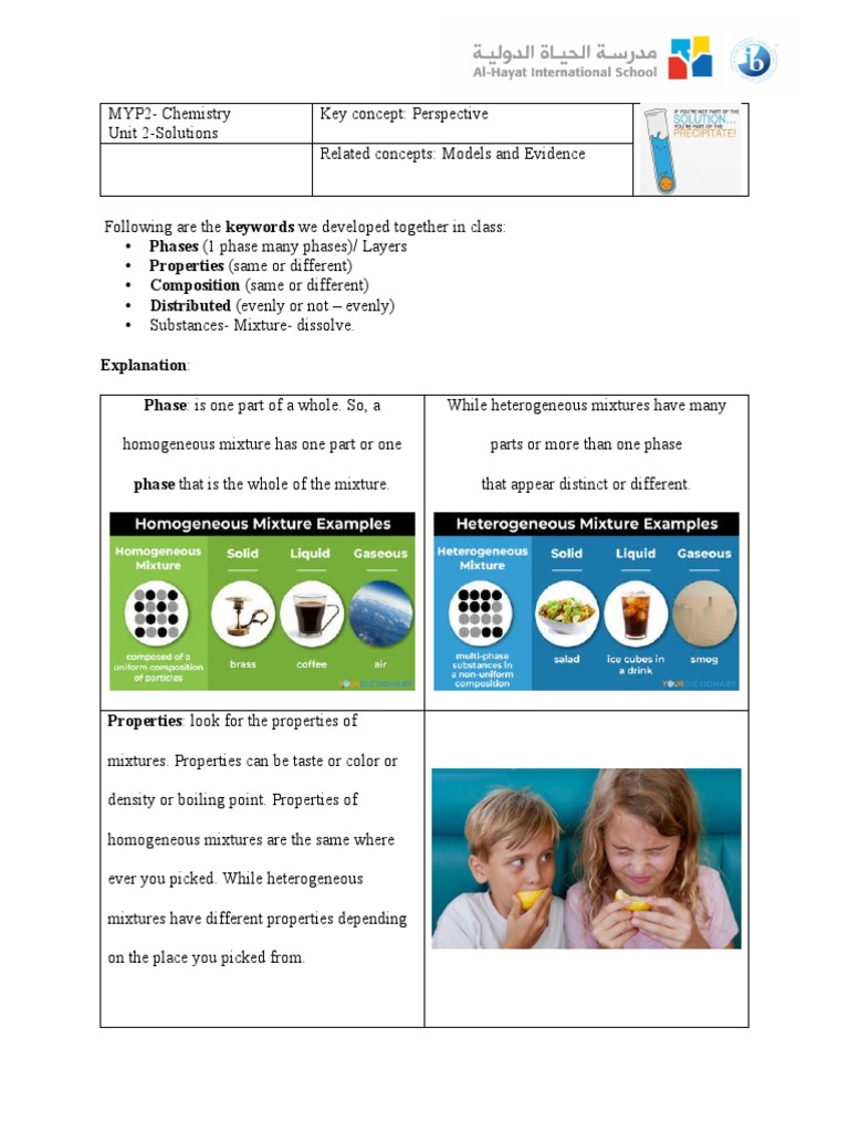 MYP2-Chem-Mixtures Justified | PDF