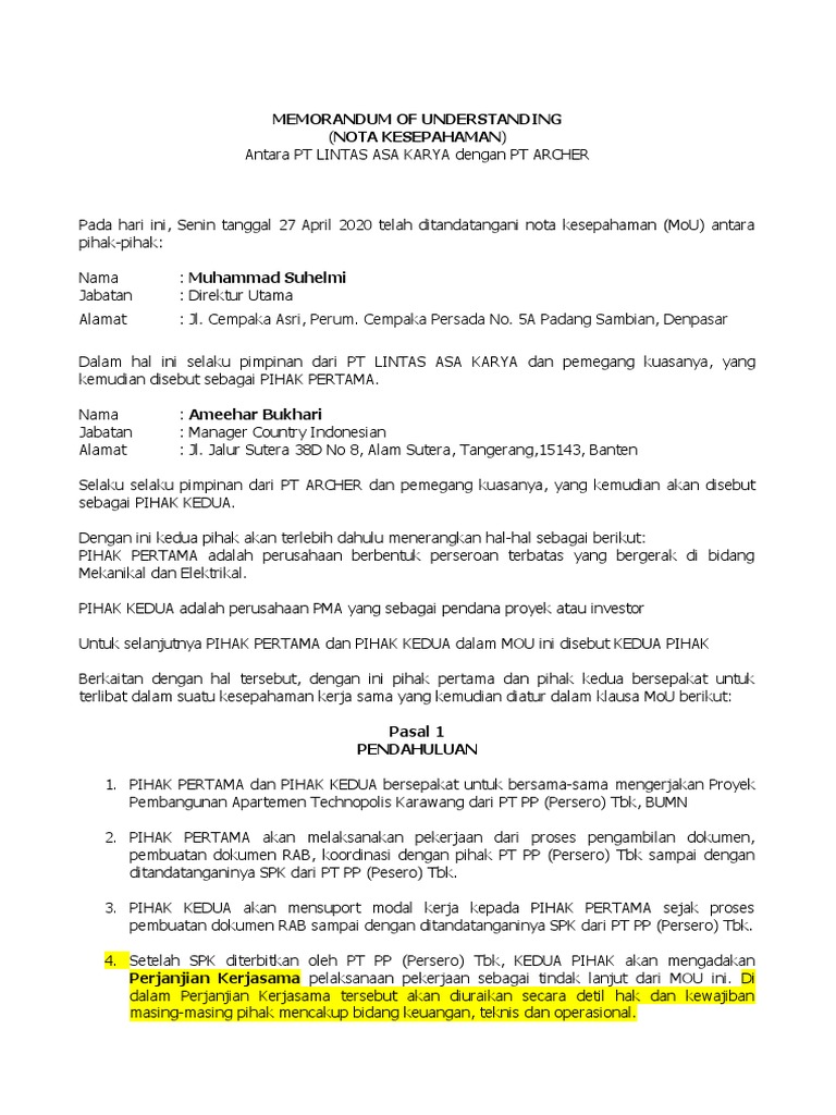 Loi Letter of Intent | PDF