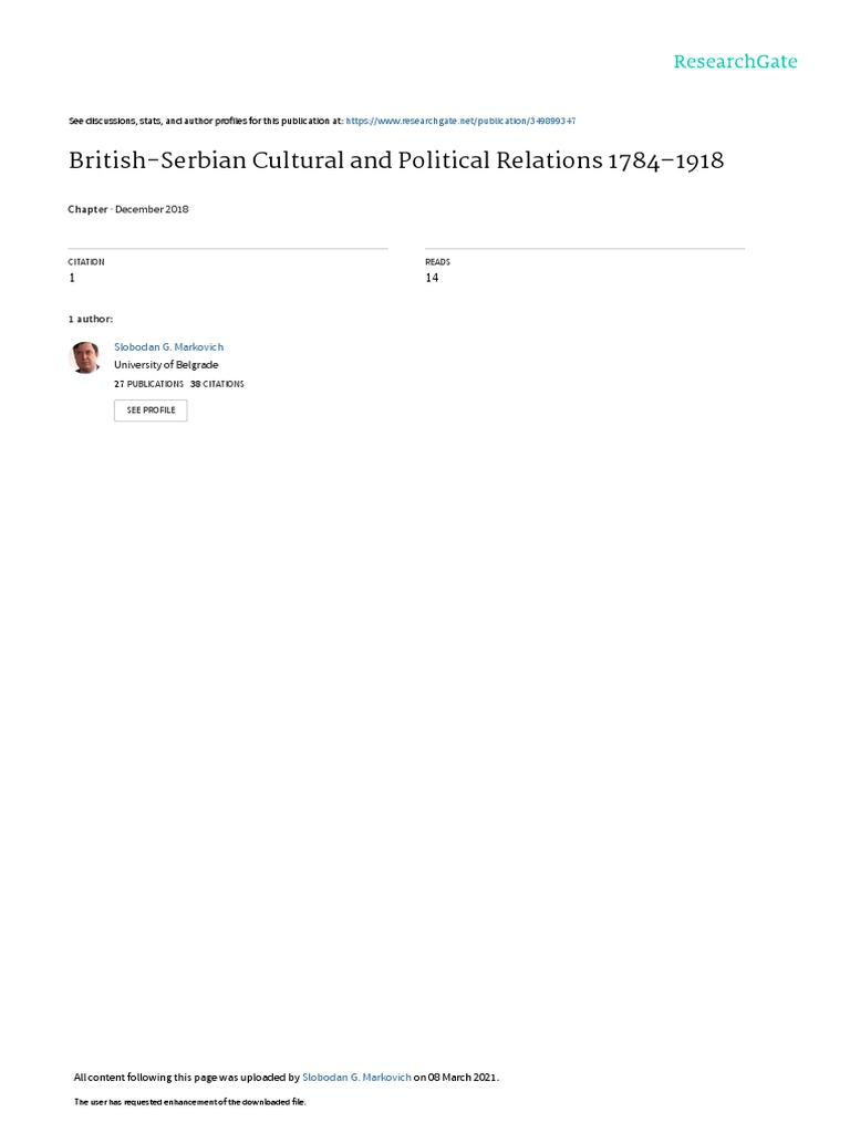 British SerbianRelationsfromthe18thtothe21stCenturies SGM1 | PDF ...