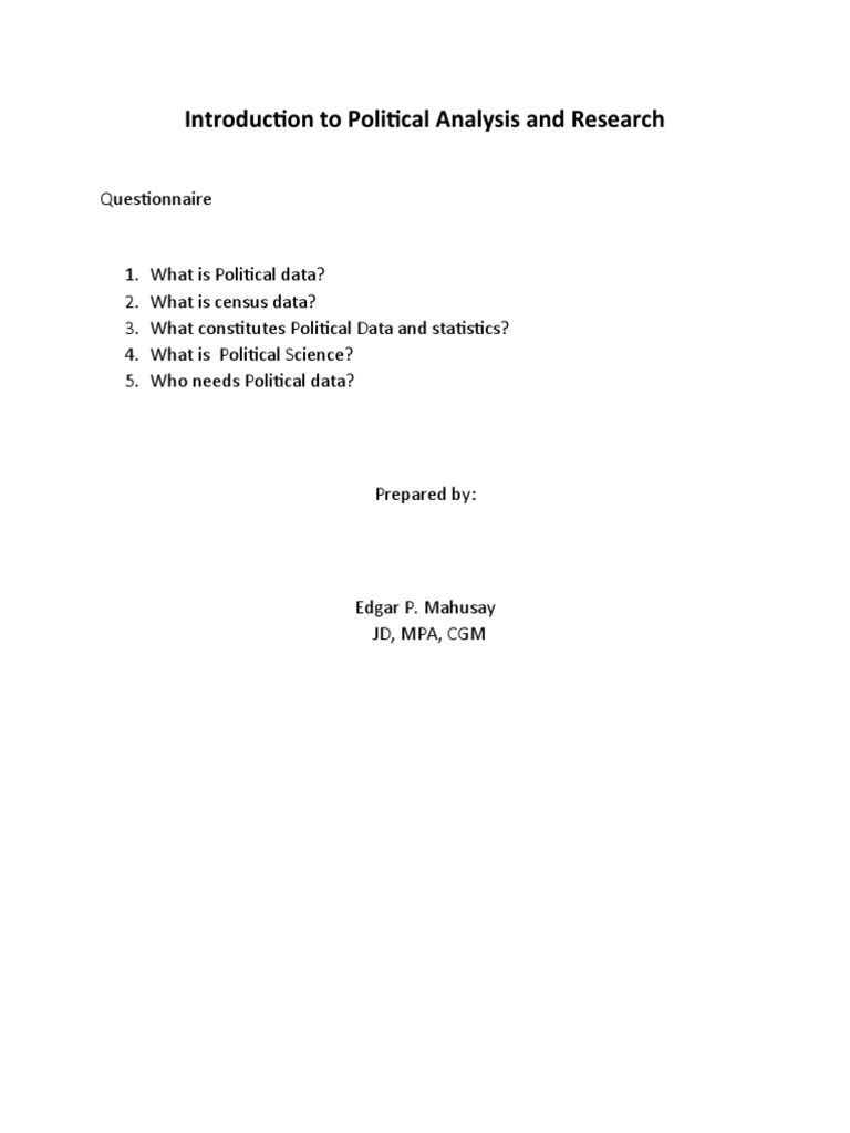 Introduction To Political Analysis and Research | PDF