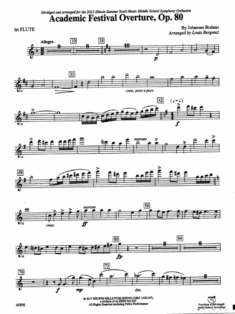 Academic Festival Overture Winds & Perc | PDF