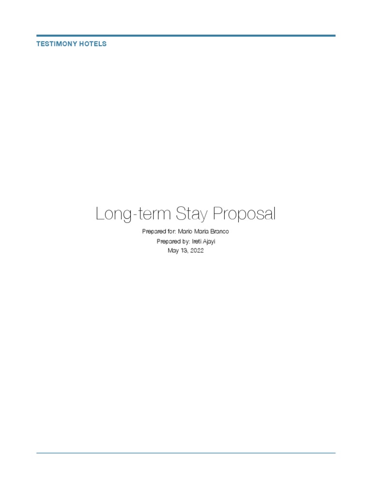 Long-term Stay Proposal for Mario | PDF | Hotel