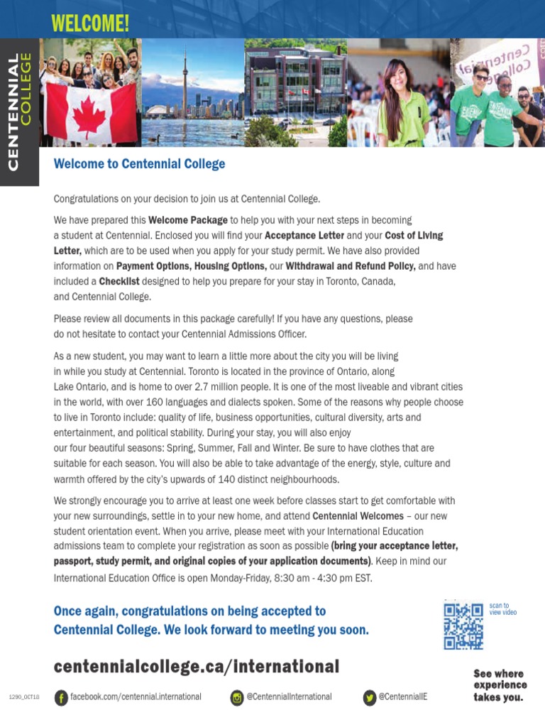 Welcome Package - For Acceptance Letter | PDF