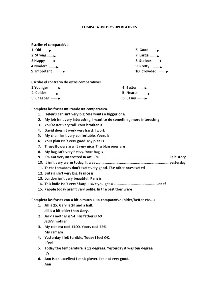 Comparativos y Superlativos | PDF