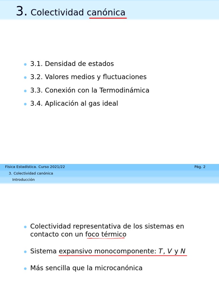 TEMA 3. Colectividad Canónica | PDF | Matemáticas Aplicadas ...