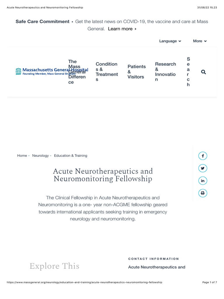 Acute Neurotherapeutics and Neuromonitoring Fellowship | PDF | Medicine ...