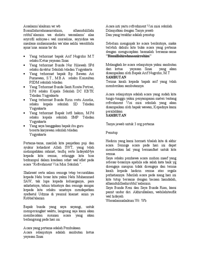 Refreshment Visi Misi Sekolah | PDF