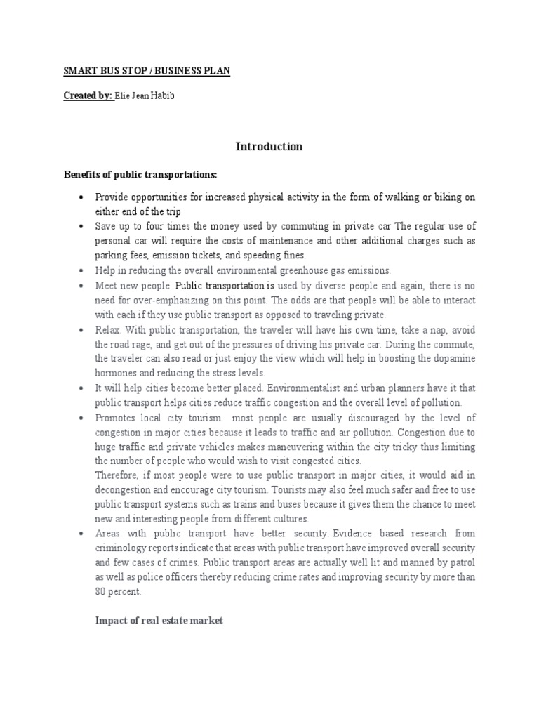 Smart Bus Stop Business Plan | PDF | Public Transport | Transport