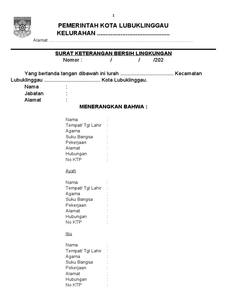 SKBL Surat Keterangan Bersih Lingkungan | PDF
