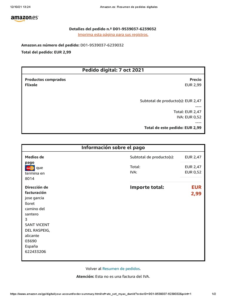Amazon - Es - Resumen de Pedidos Digitales | PDF | Contabilidad ...