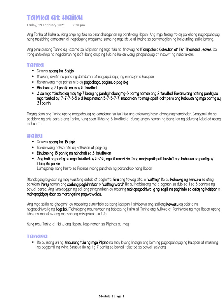 G10 - Filipino Class Notes 2nd Grading | PDF