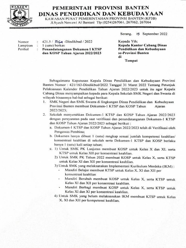 Surat Edaran Dokumen 1 Dan Lampiran 15-Sep-2022 10-47-10 | PDF