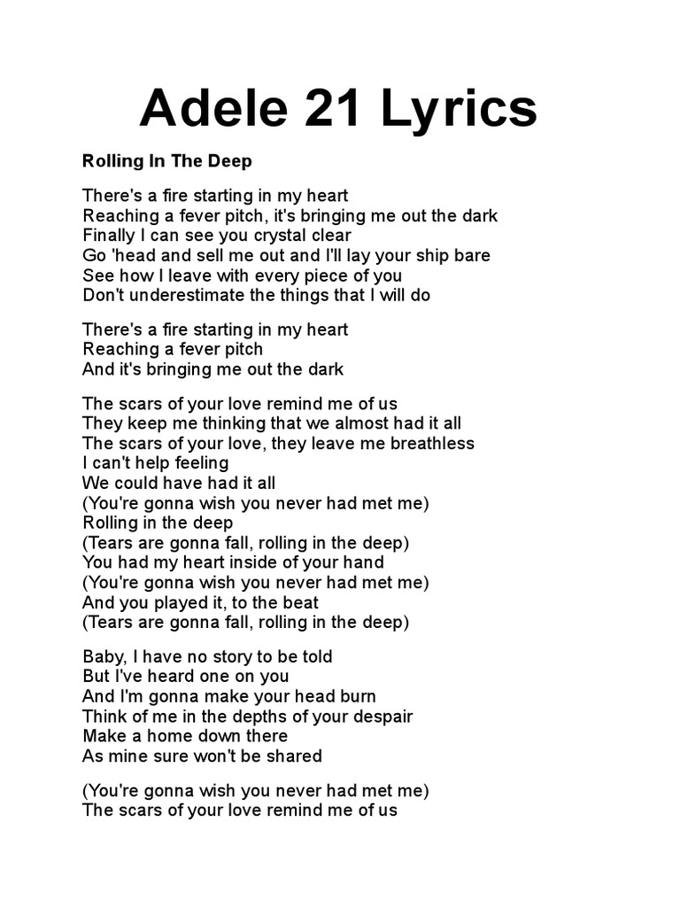 Adele 21 Lyrics | PDF | Adele | Songs Written