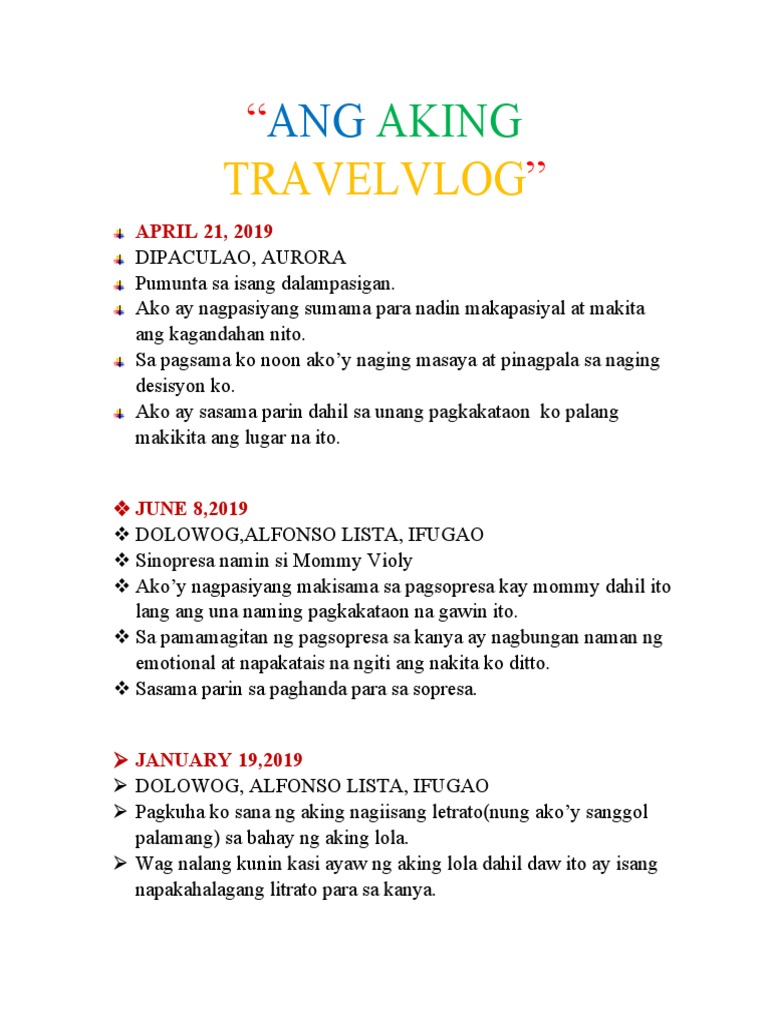 ANG AKING TRAVELVLOG Esp | PDF