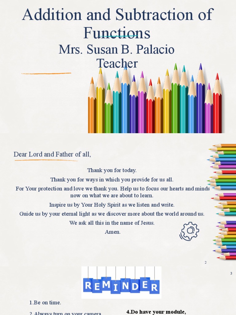 Addition and Subtraction of Functions FINAL | PDF | Function ...