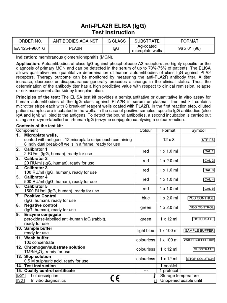 Anti PLA 2R ELISA (IgG) | PDF | Elisa | Immunoglobulin G