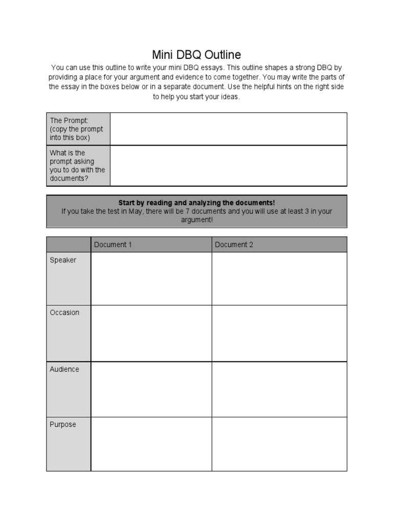 Apush Mini DBQ Outline | PDF | Essays | Argument