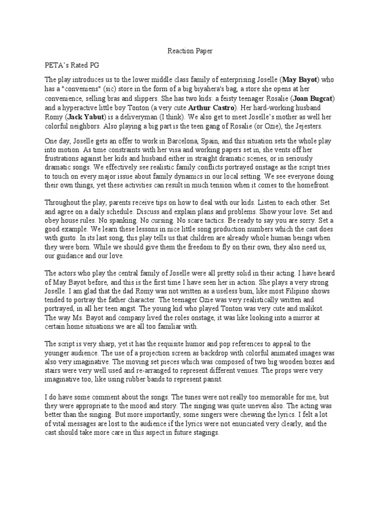 Reaction Paper | PDF