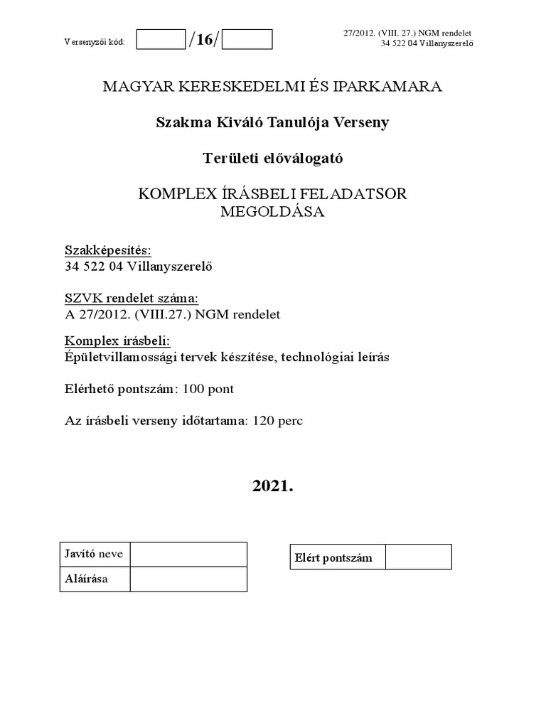 2021 Szakma Kiv+íl+ - Tanul+-Ja Megold+ís | PDF