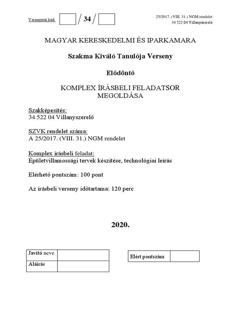 2020 Szakma Kiv+íl+ - Tanul+-Ja Megold+ís | PDF
