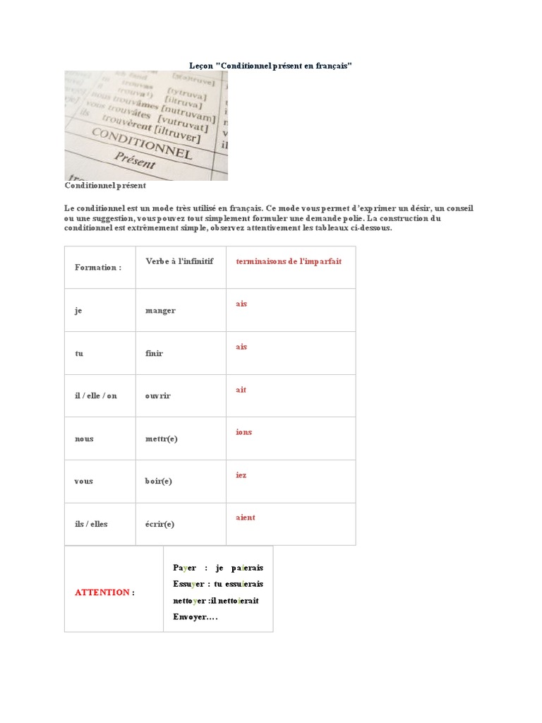 Conditionnel Présent en Français | PDF | Verbe | Linguistique