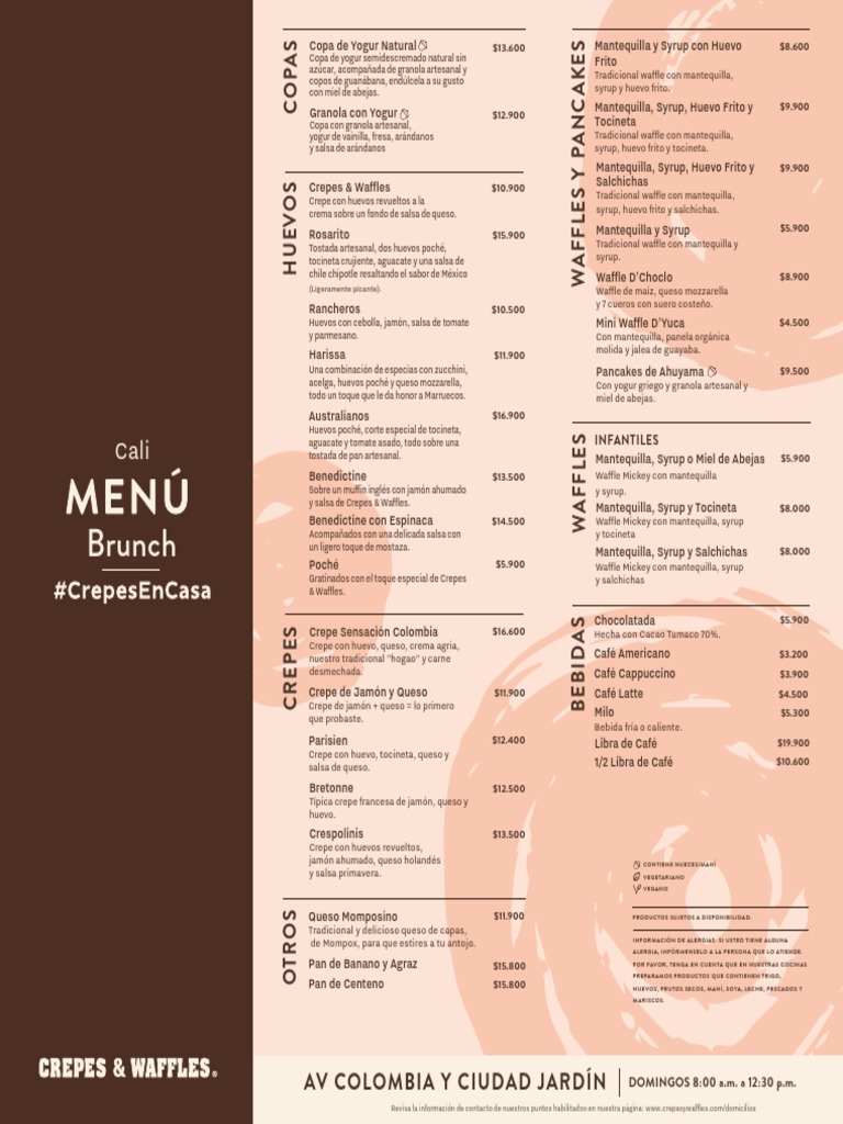 Menú y precios Crepes & Waffles Cali 2025 | PDF | ensalada | pesto