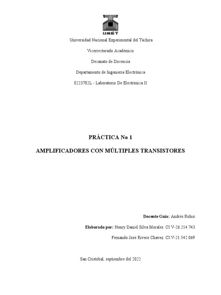 Informe Práctica 1 Electro 2 Final | PDF | Transistor | Transistor de unión bipolar