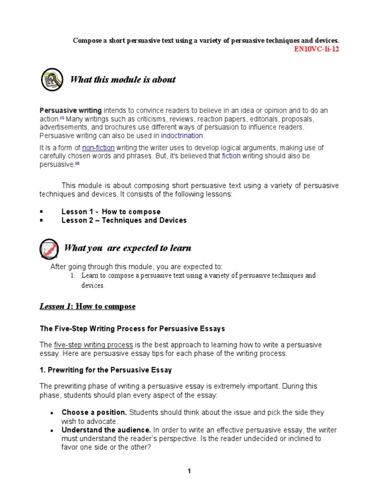 Persuasive Writing Techniques | PDF | Essays | Persuasion