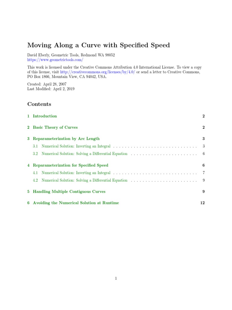 Moving Along Curves with Constant Speed | PDF | Curve | Equations