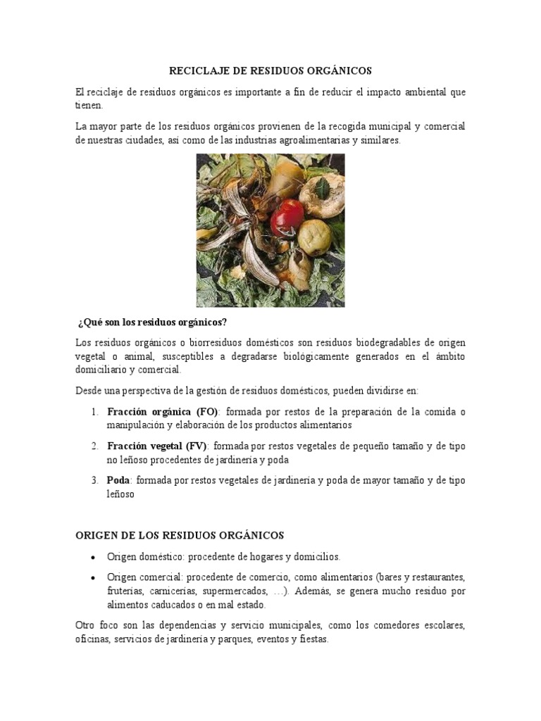 Reciclaje de Organicos | PDF | Residuos | Compost