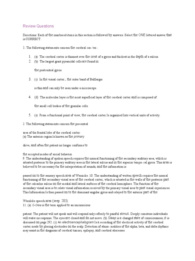 Question Chapter 8 The Structure and Functional Localization of The ...