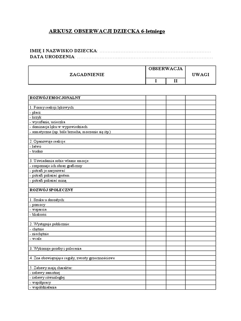 arkusz_obserwacji_dziecka | PDF